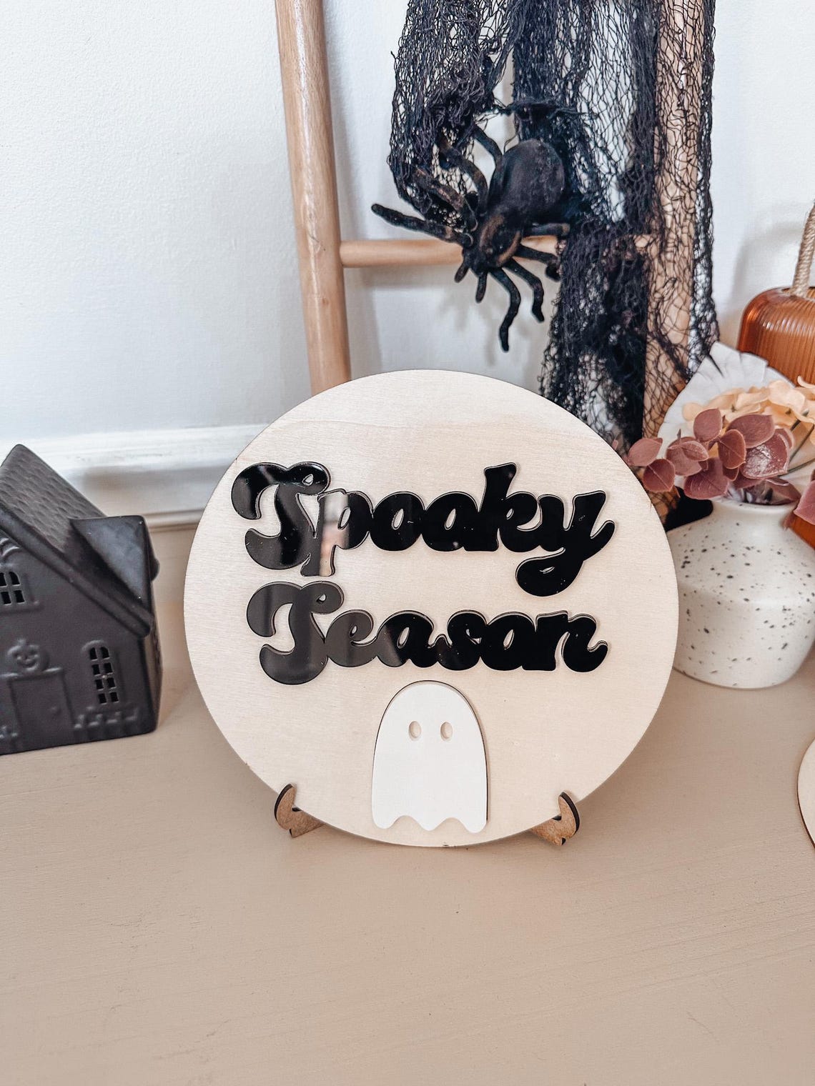 Spooky Season Sign | Halloween Entry Sign | Round Ghost Sign | Acrylic ...