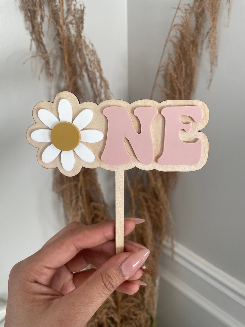 Daisy One Cake Topper Retro Groovy Party Decor First Birthday Cake ...