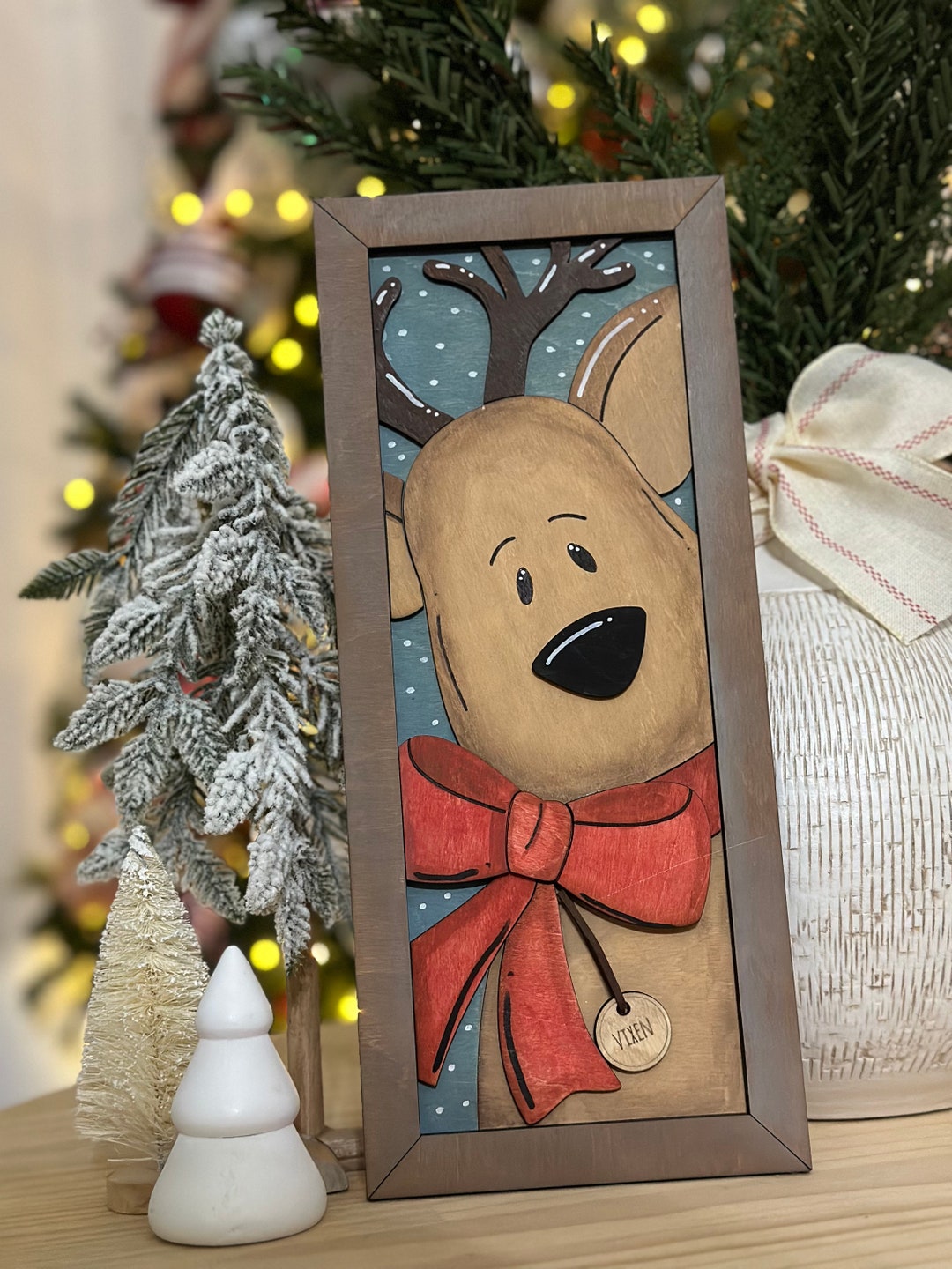 Reindeer Christmas Sign | Entryway Decor | Hand Painted Sign ...