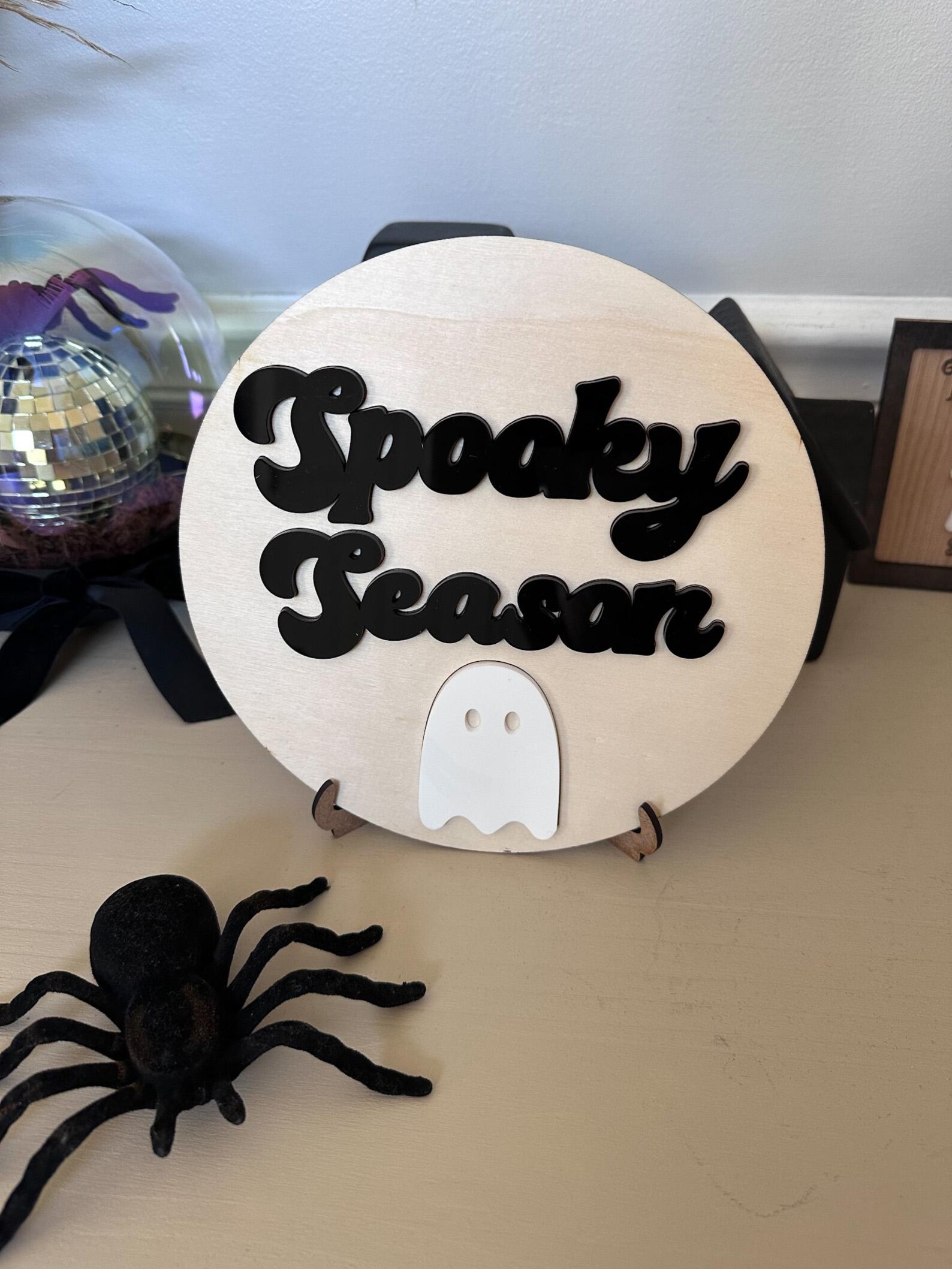Spooky Season Sign | Halloween Entry Sign | Round Ghost Sign | Acrylic ...