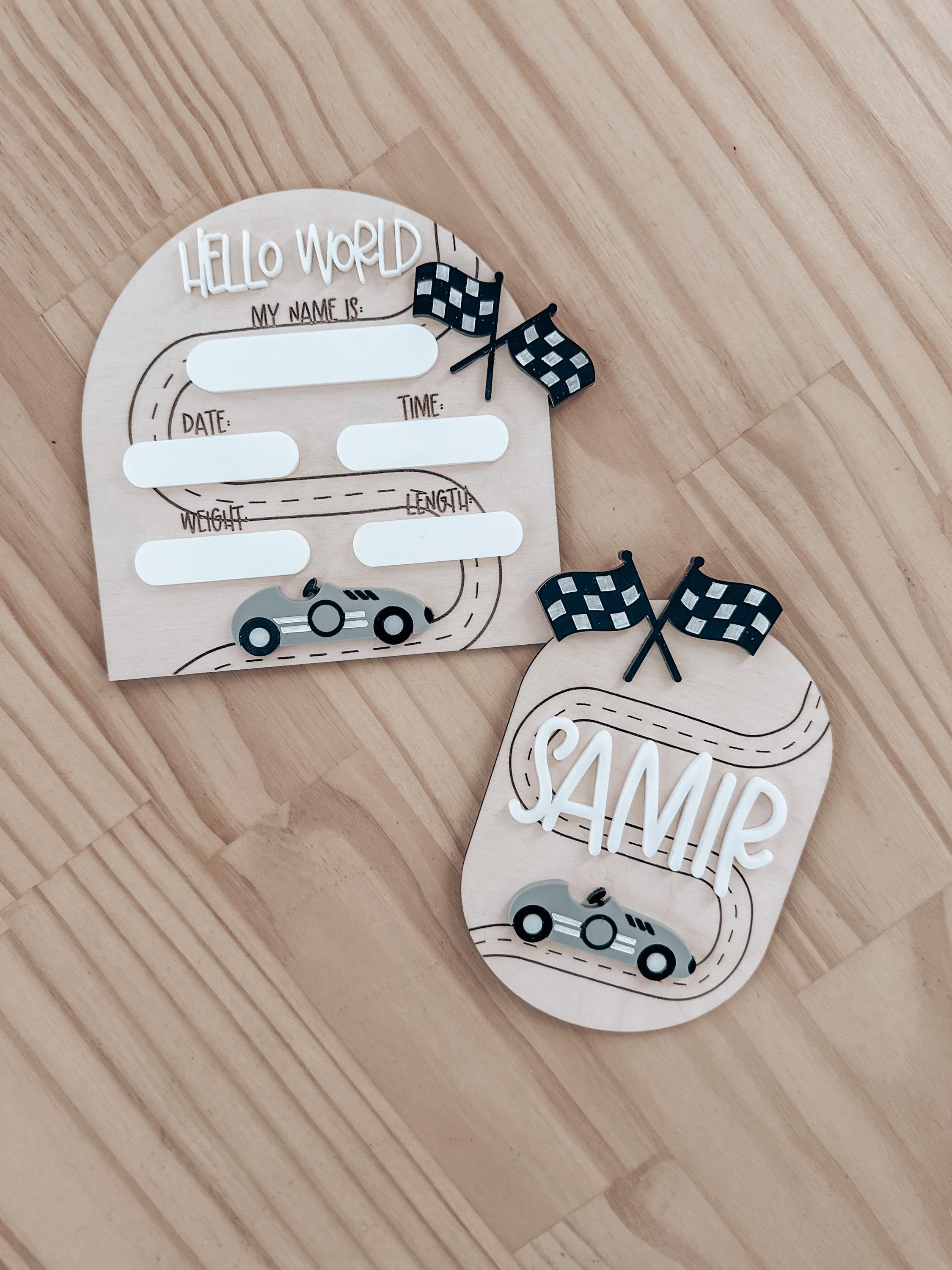 Race Car Baby Birth Stats | Racing Baby Boy Sign | Race Car Baby Sign ...