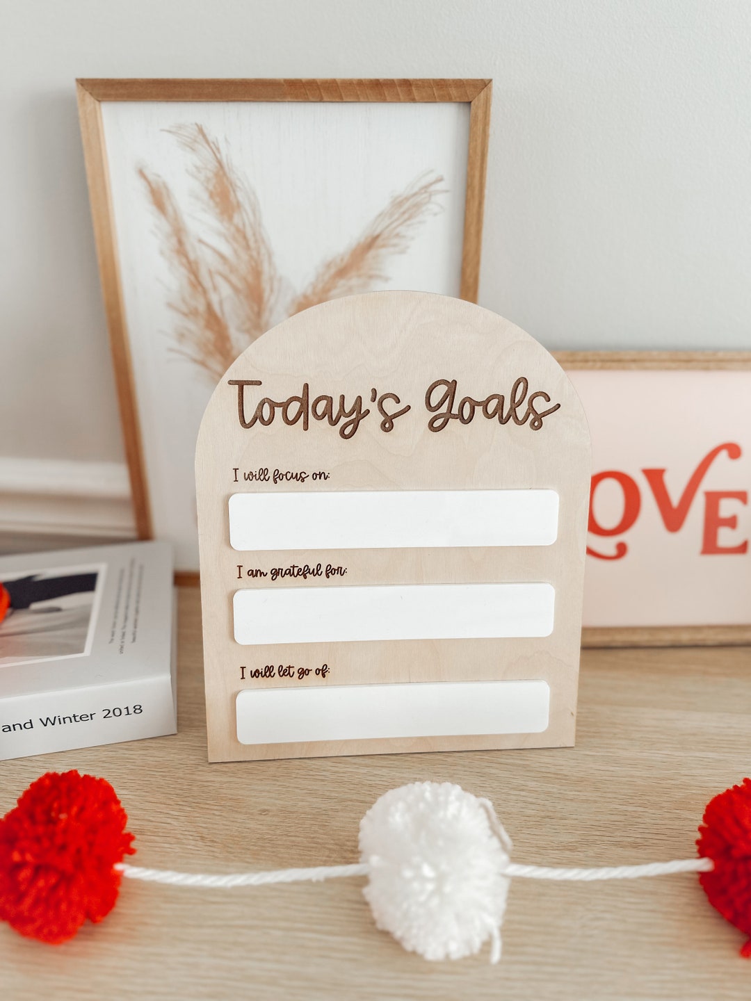 Today's Goals Dry Erase Sign | New Year Resolution | Handmade Sign ...