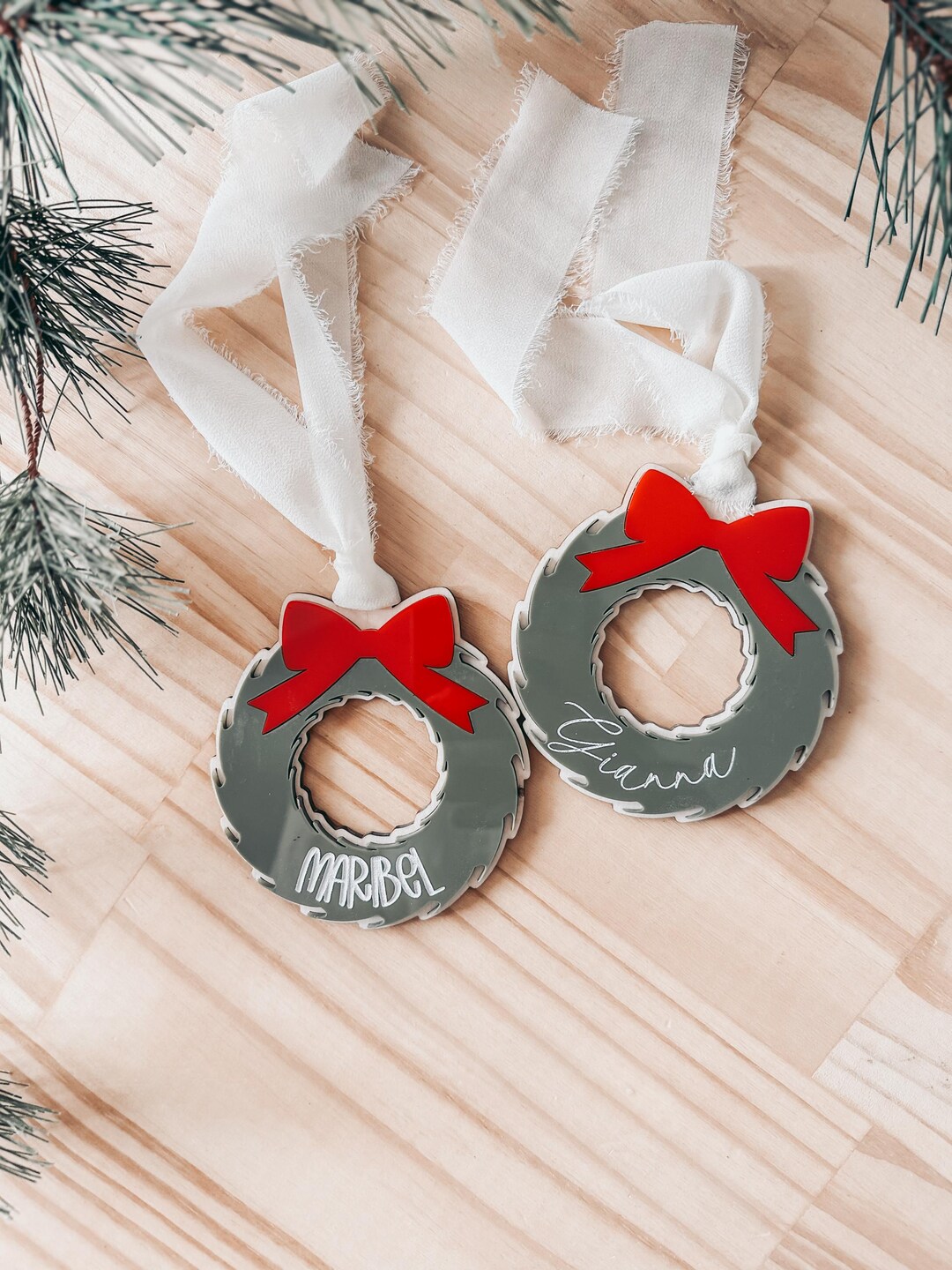 Personalized Wreath Tag | Christmas Ornament | Kids Christmas | Wreath ...