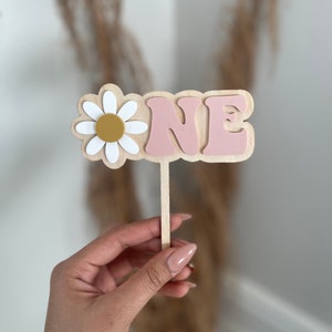Daisy One Cake Topper | Retro Groovy Party Decor | First Birthday Cake ...