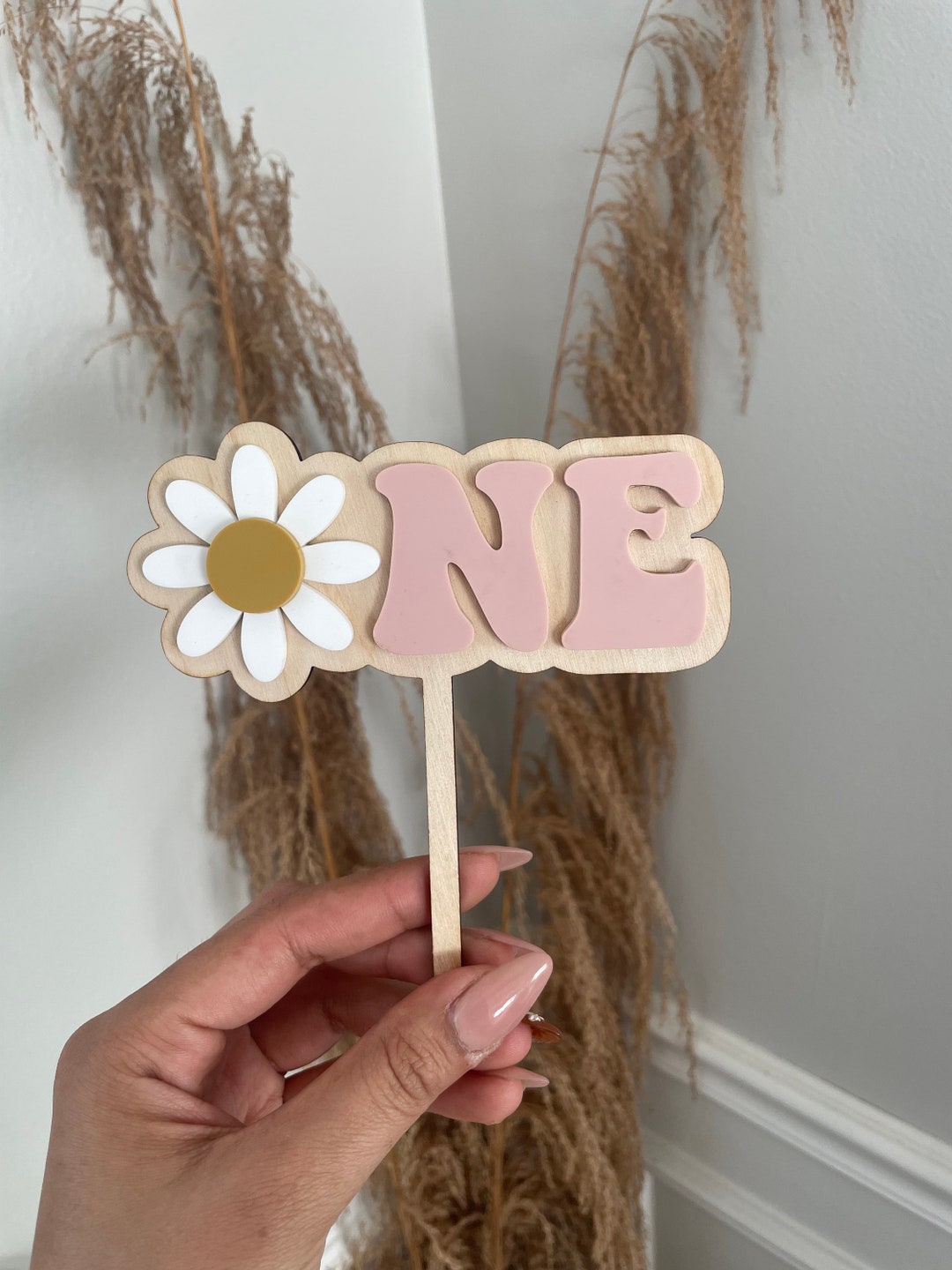 Daisy One Cake Topper | Retro Groovy Party Decor | First Birthday Cake ...