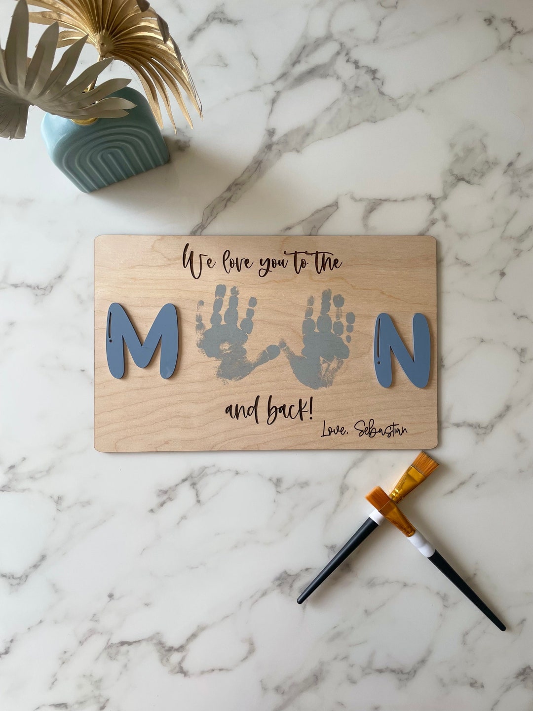 Love You to the Moon | Hand Print Mother's Day Gift | Father's Day Gift ...