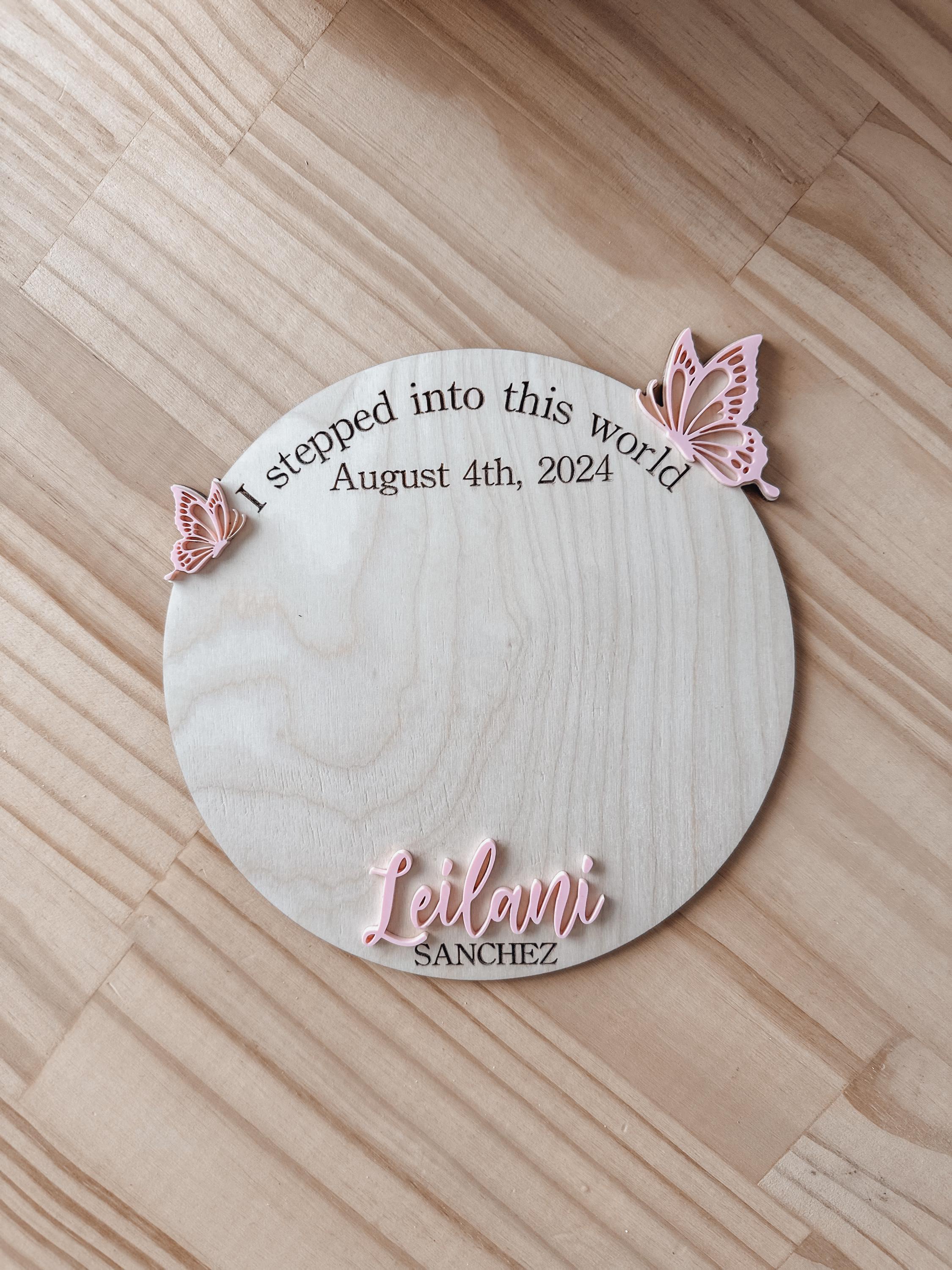 Baby Footprint Sign | Butterfly Hospital Sign | Baby Birth Stats | Sign ...