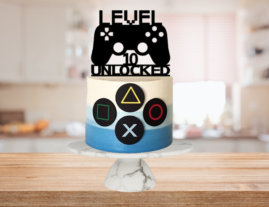 Level 10 Unlocked Gaming Cake Topper and Remote Buttons SVG & PNG Files, Digital Files for ...