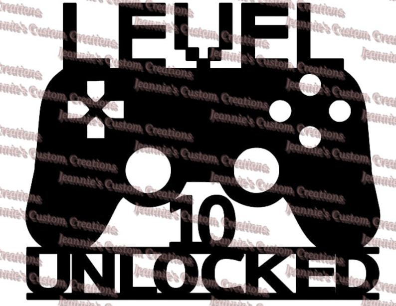 Level 10 Unlocked Gaming Cake Topper and Remote Buttons SVG & PNG Files ...