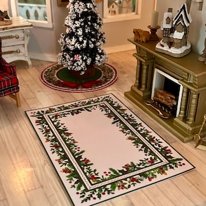 Dollhouse Miniature Christmas Green Velvety Rug - 1:12 Scale - Etsy