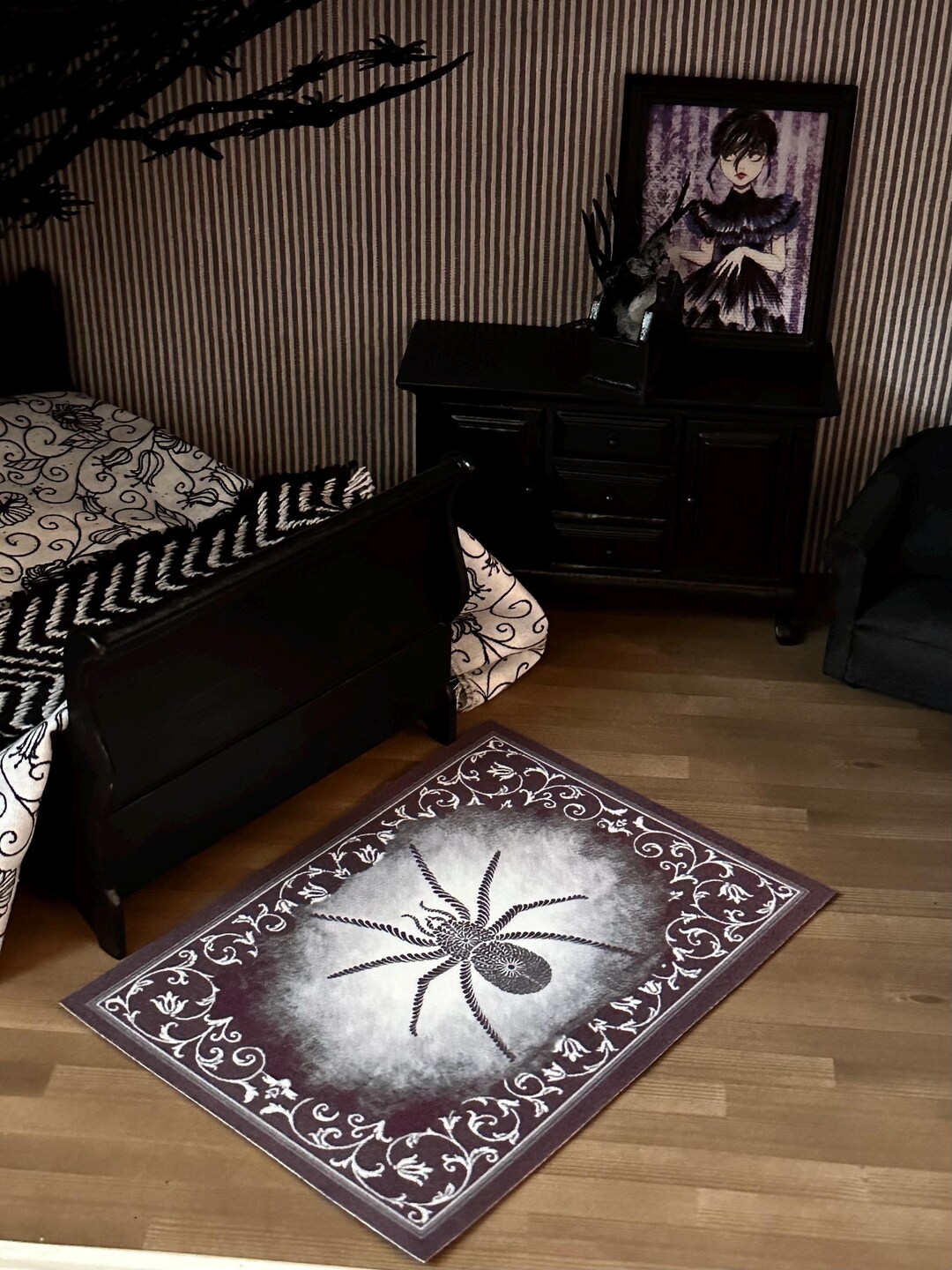 Dollhouse Miniature Black Spider Rug Halloween Gothic 1:12 Scale - Etsy