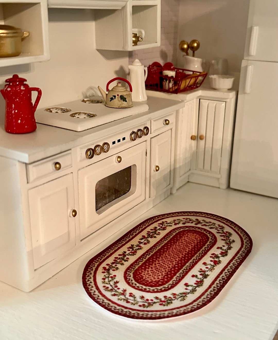 Dollhouse Miniature Rug - Velvet Christmas Rug Oval Rug - 1:12 Scale - Etsy