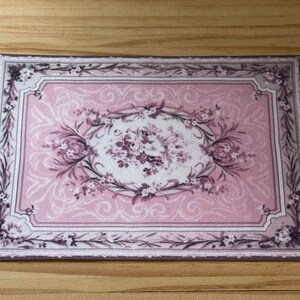 Dollhouse Miniature Pink Floral Rug 1:12 Scale - Etsy