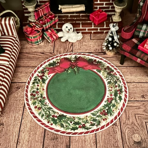 Dollhouse Miniature Rug Christmas Rug Velvet Oval Red Rug - Etsy