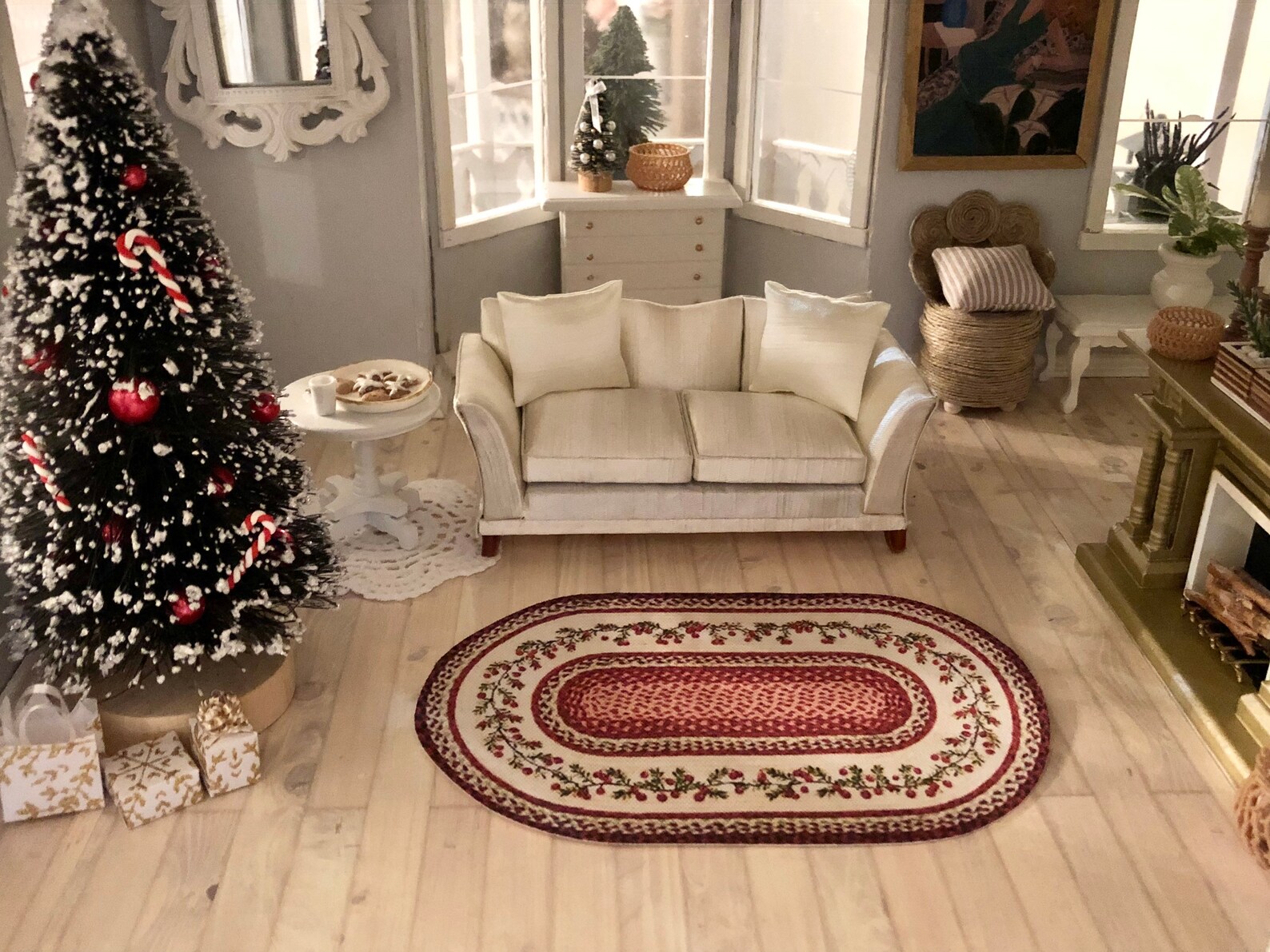 Dollhouse Miniature Rug Christmas Rug Velvet Oval Red Rug - Etsy