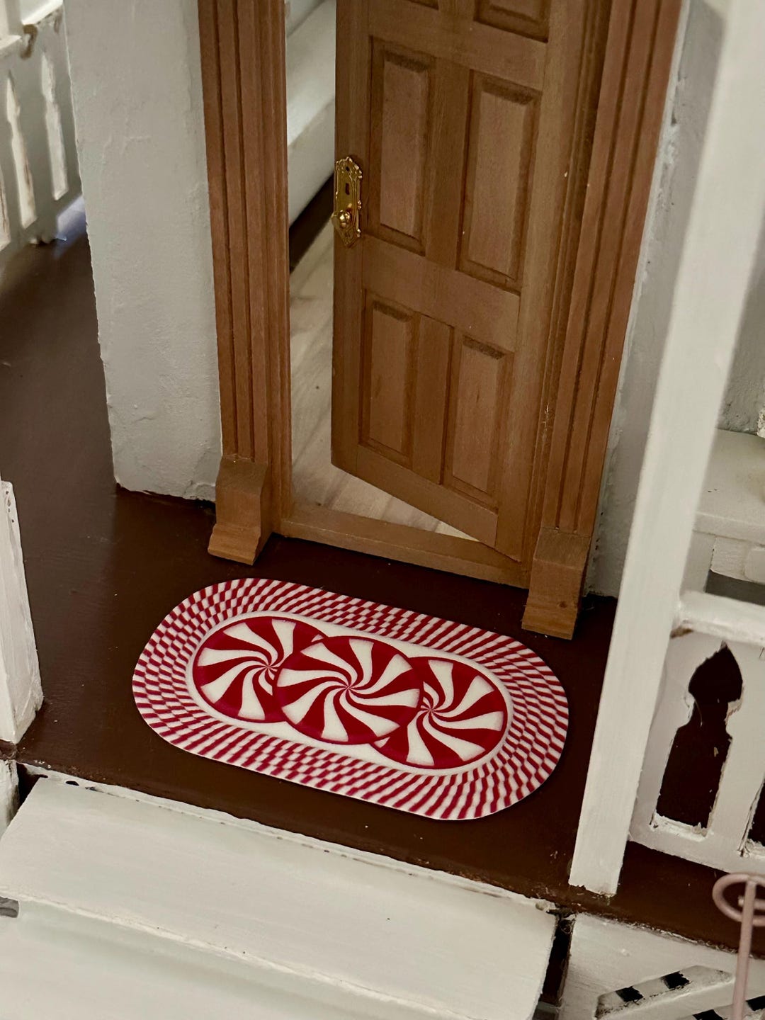 Dollhouse Miniature Rug Christmas Peppermint Rug Doormat - Etsy