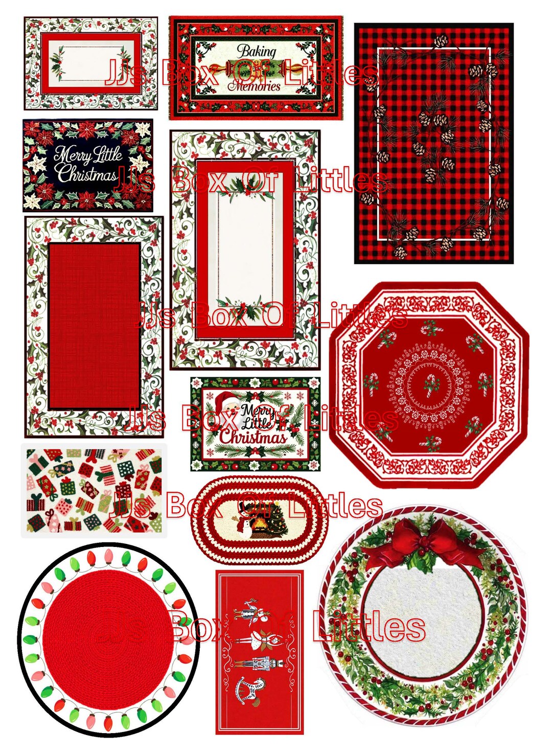 1:24 Dollhouse Miniature Digital Download - Christmas Rugs Printable ...