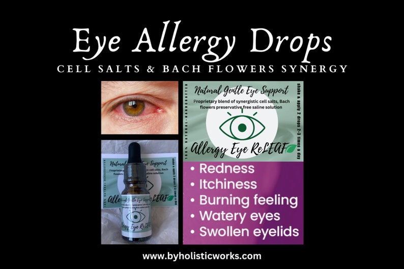 Allergy Eye Drops. Cell Salts & Bach Flowers Synergy, Preservative Free ...