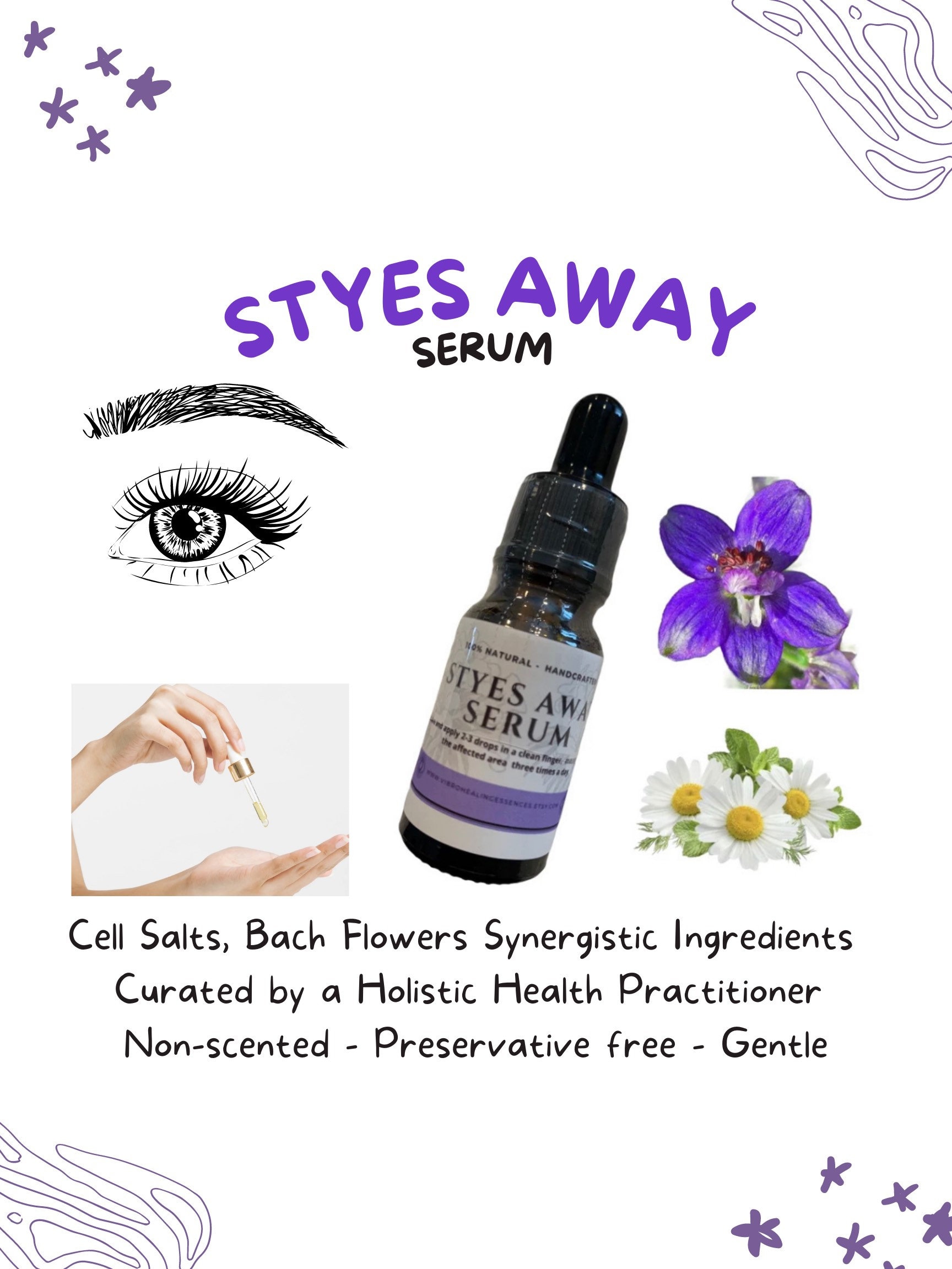 Styes Away Oil. Natural Soothing Oil. Cell Salts & Bach Flowers Infused ...