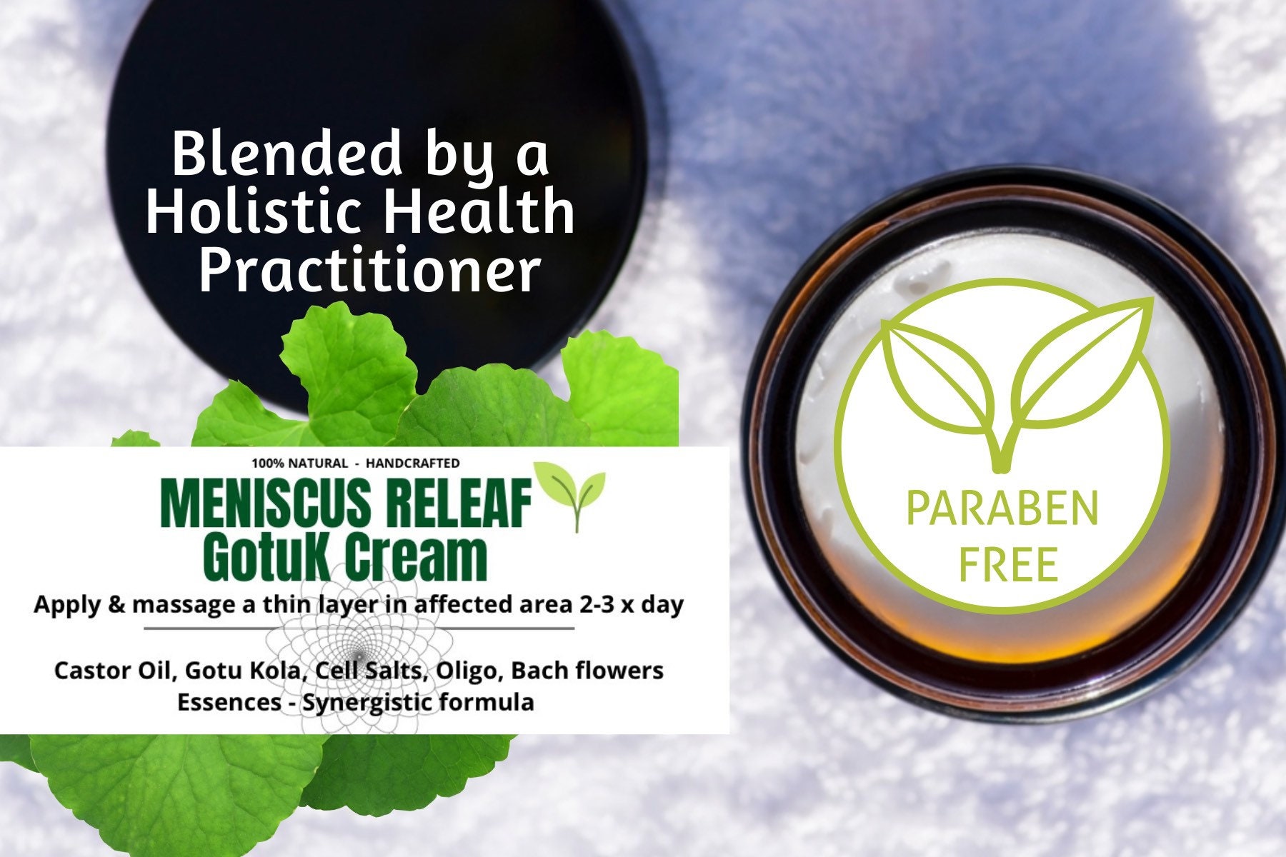 Meniscus Gotuk Massage Cream. Gotu Kola, Castor Oil, Cell Salts, Oligo ...