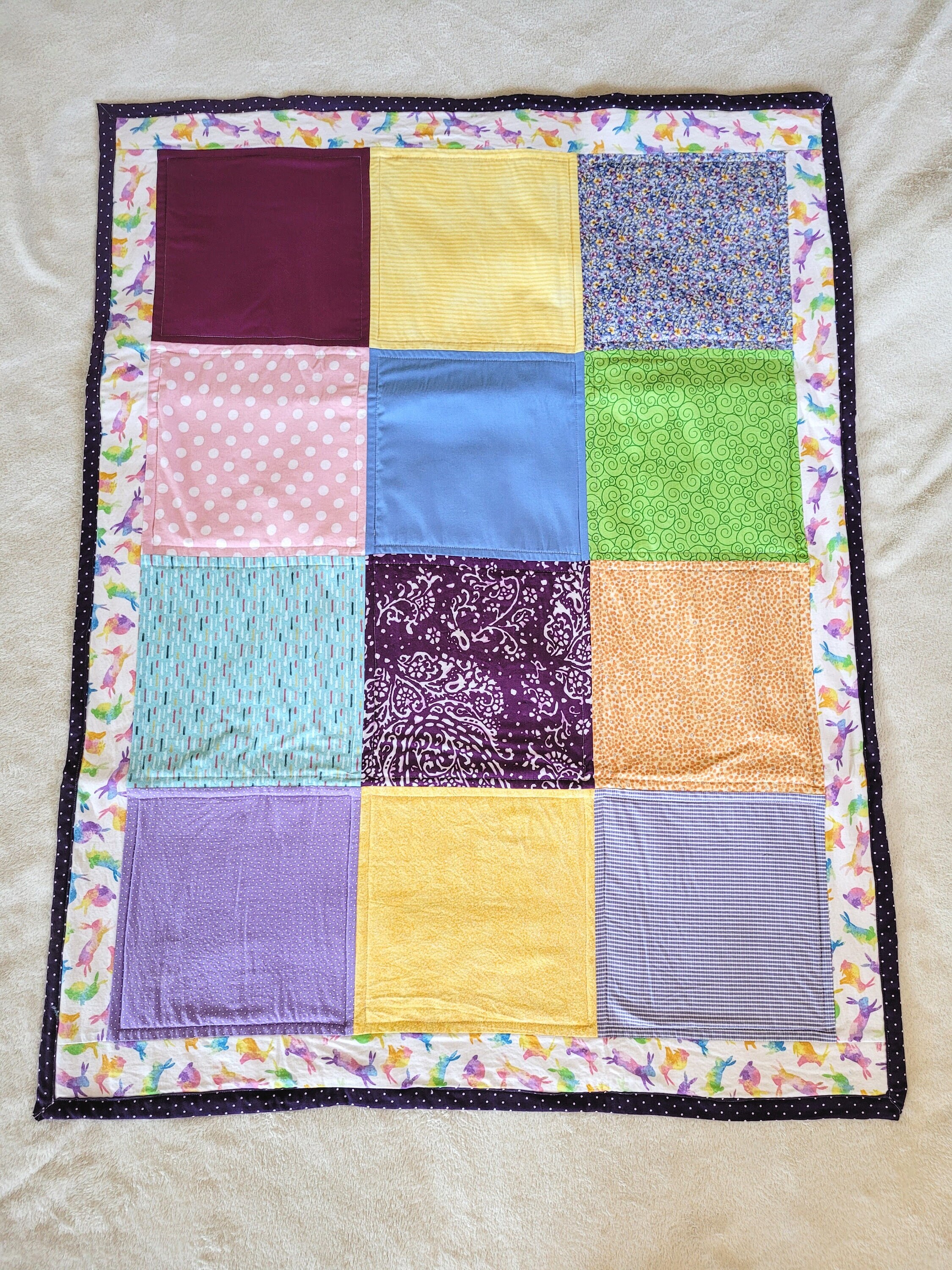 Quilted Baby Play Mat- Play Mat- Handmade Play Mat- Multicolor Playmat ...