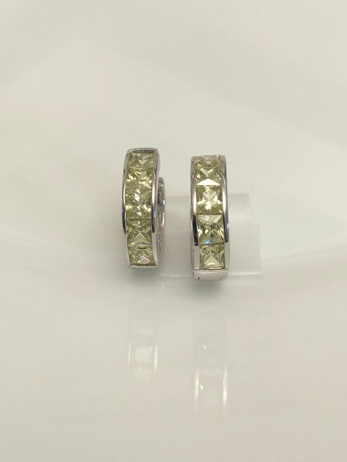 Rhodium Filled Crystal Hoops - Etsy Norway