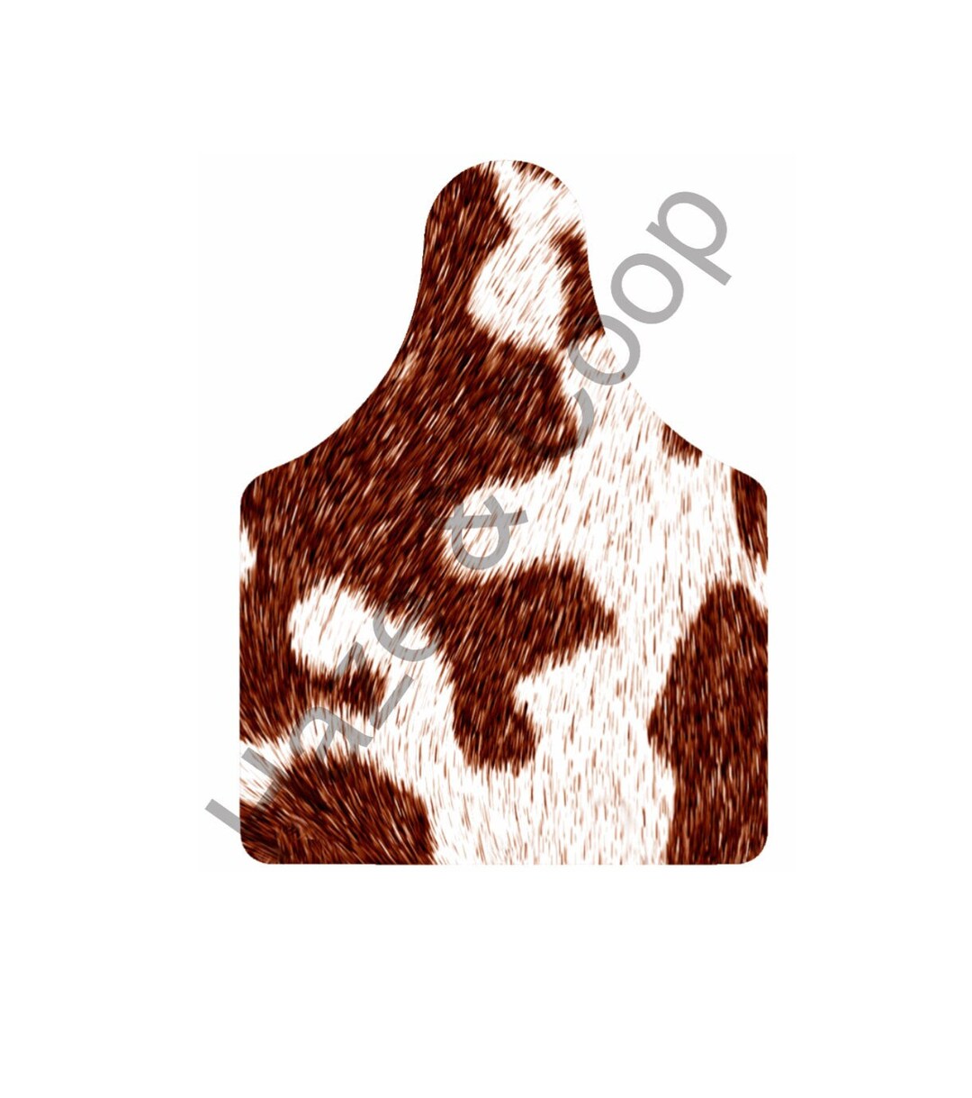 Cowhide Cow Tag Sublimation Design PNG Download - Etsy