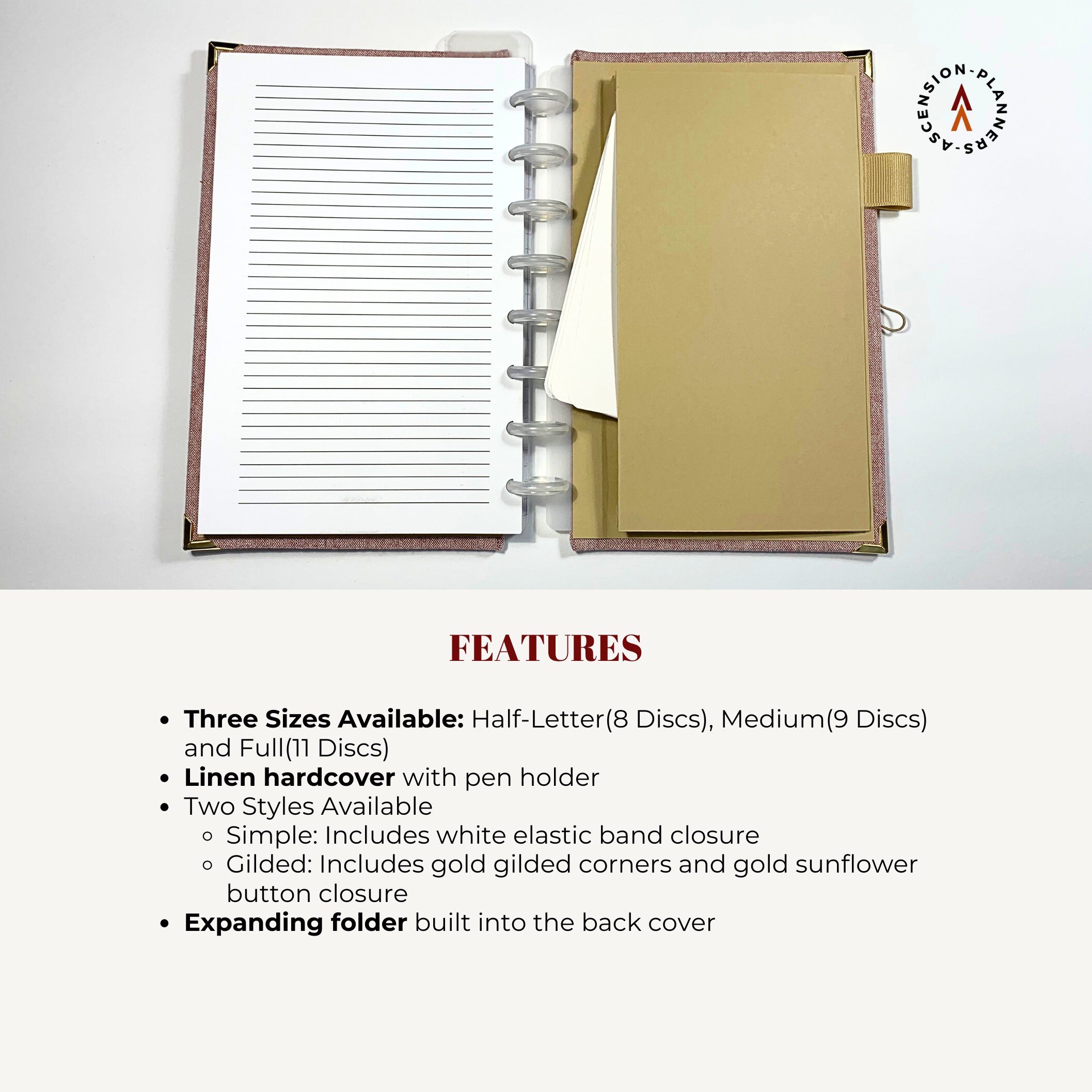 Oatmeal Linen Planner Cover for Discbound Planners in Three Sizes ...
