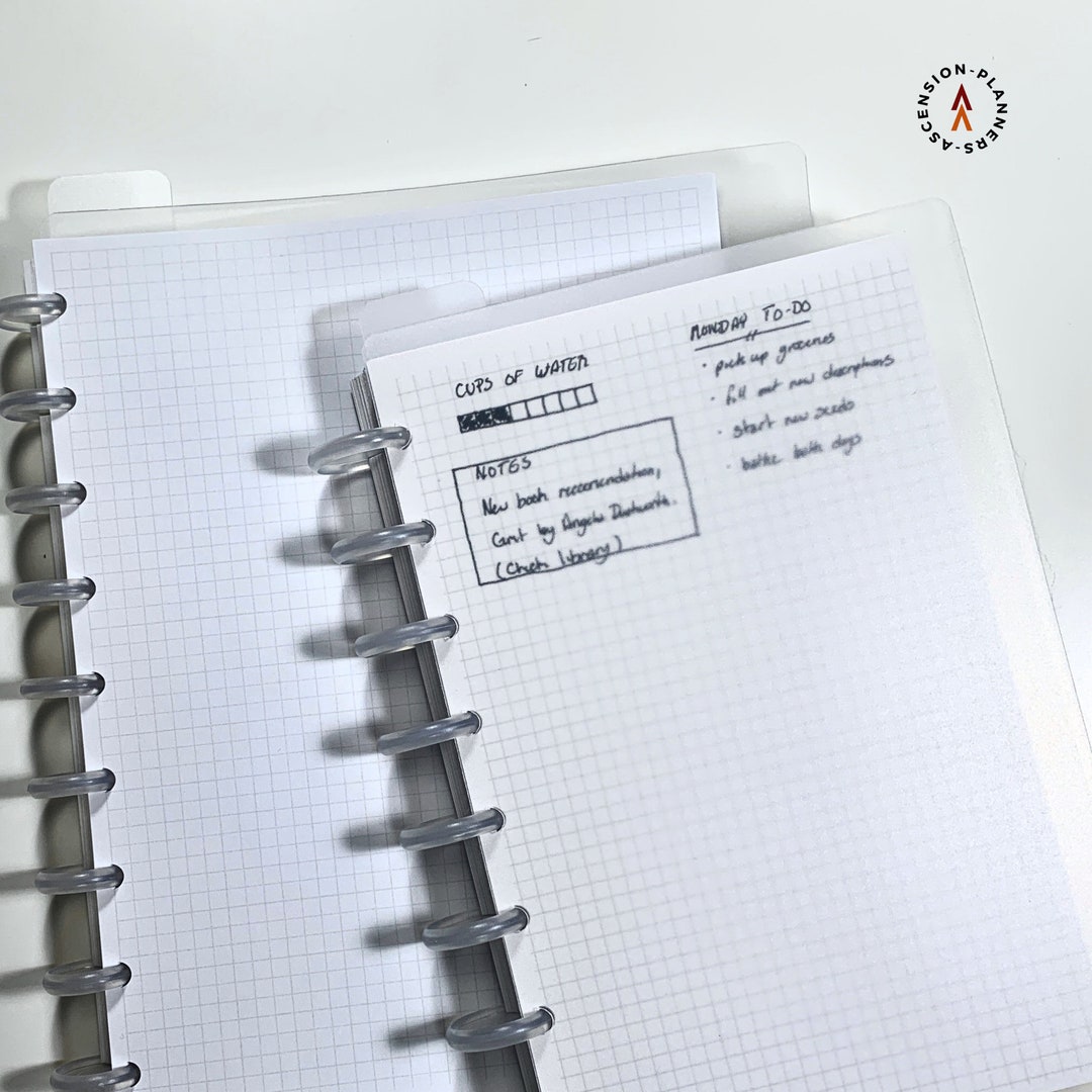 Grid Bullet Journal Inserts in Three Discbound Sizes 50 or 100 Double ...