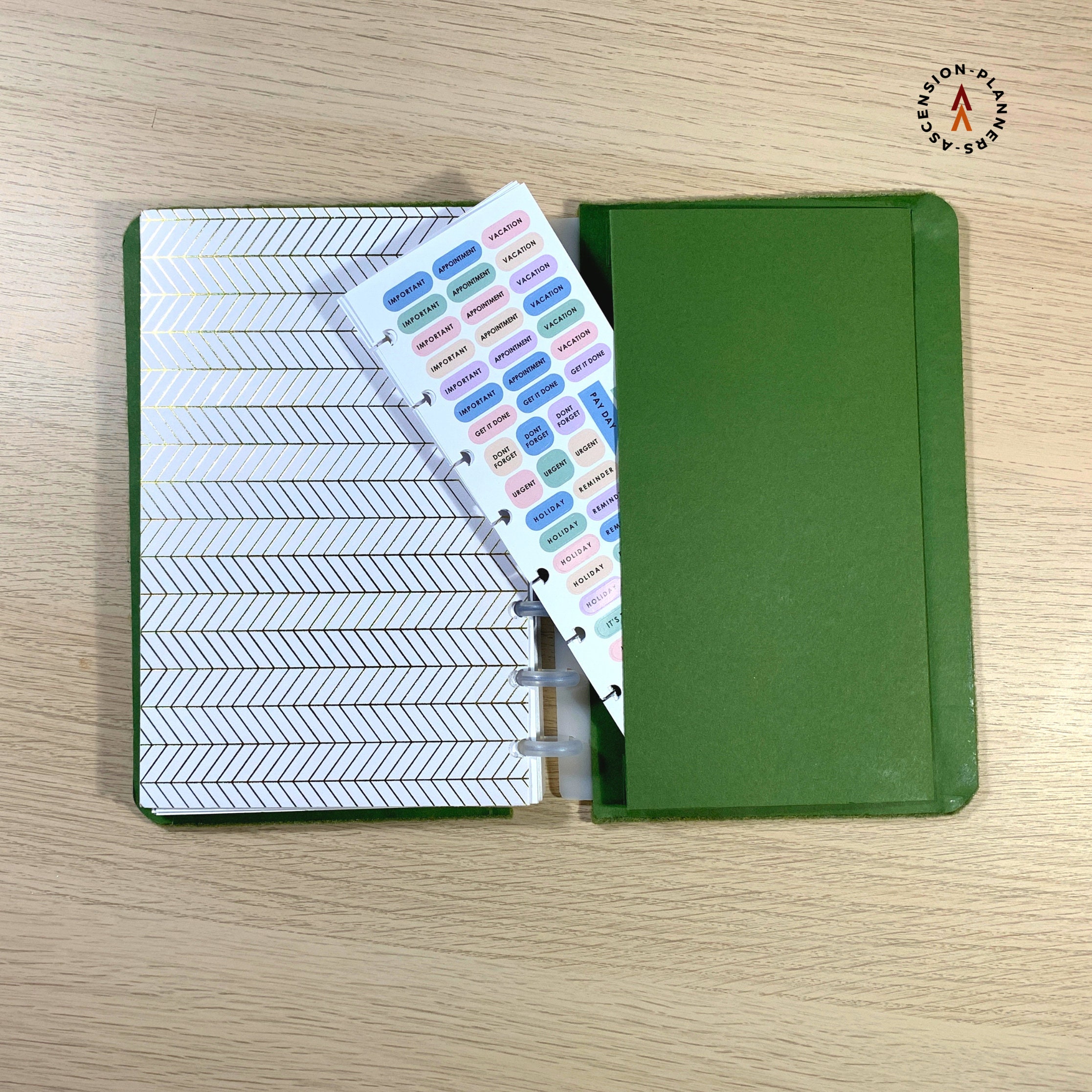 Green Felt Planner Cover for Discbound Half Letter & Happy Planner ...