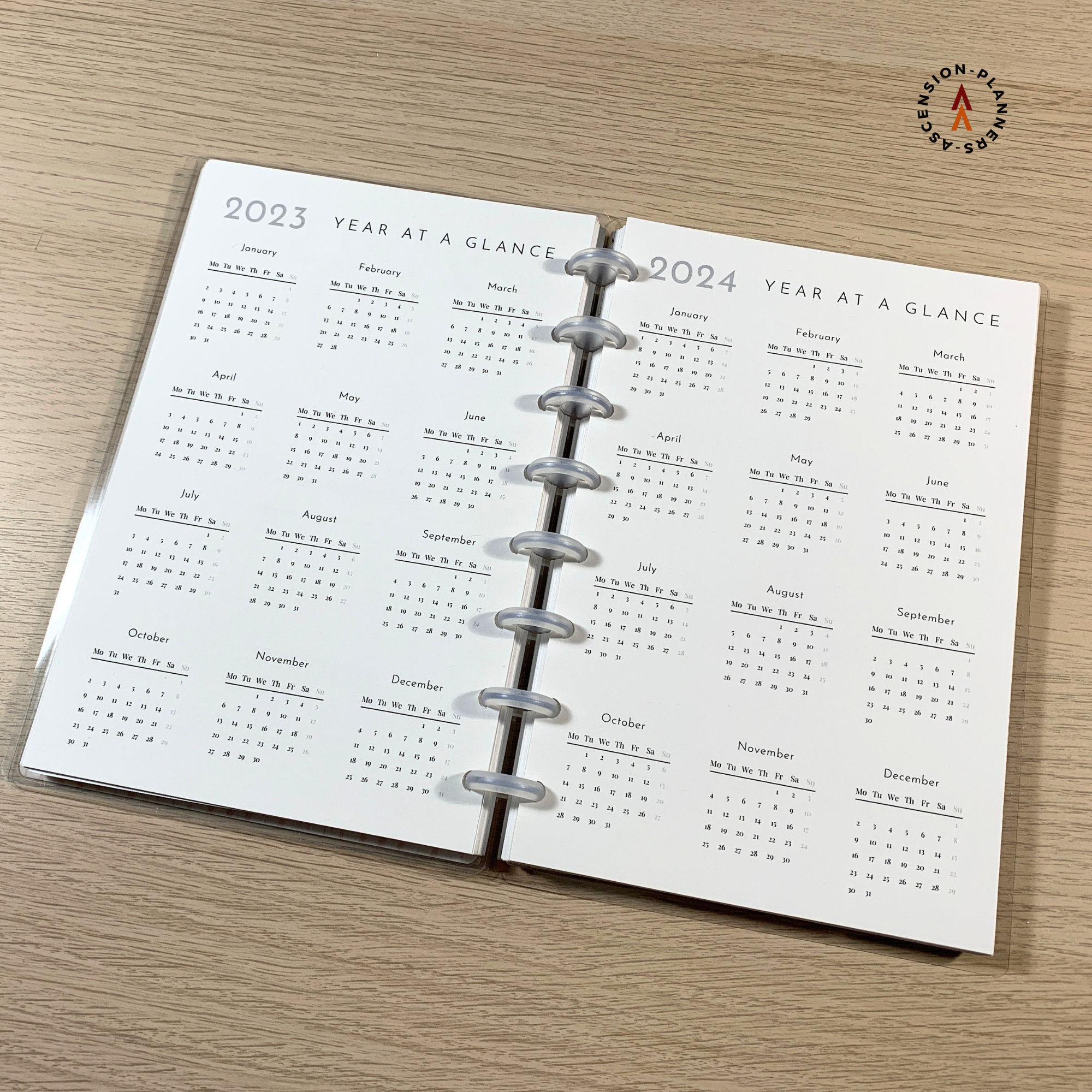 Week-at-a-glance Discbound Planner Inserts in Three Sizes | Undated Two ...