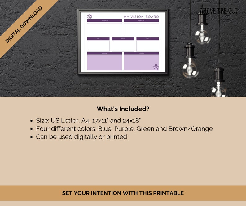 Printable Vision Board US Letter A4 & Poster Sizes - Etsy