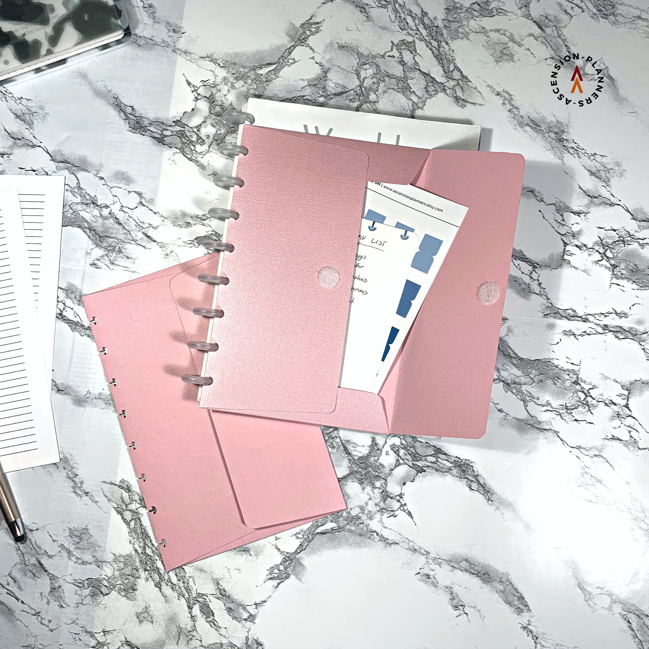 Discbound Planner Envelope in Matte & Shimmer Pink Half-letter Happy ...