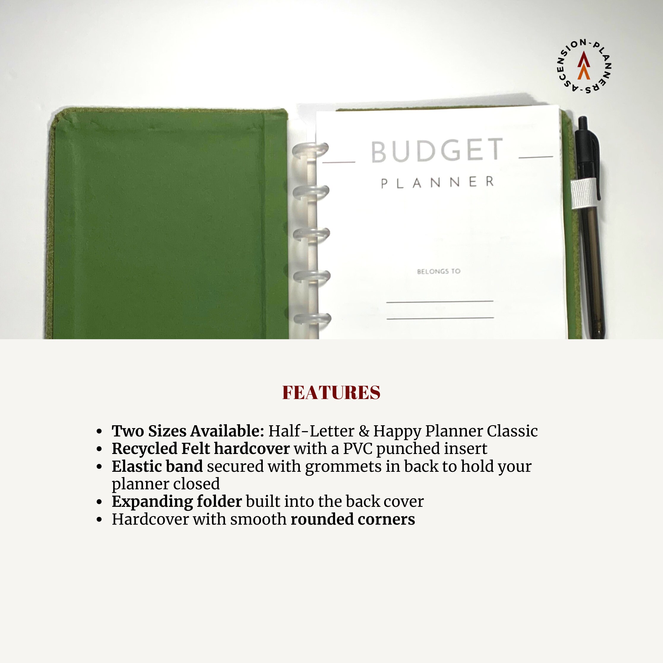 Green Felt Planner Cover for Discbound Half Letter & Happy Planner ...