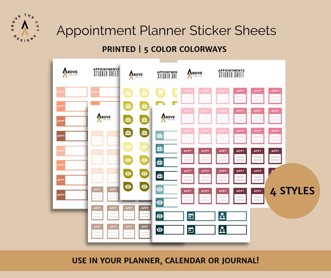 Appointment Planner Sticker Sheets for Planners and Bullet Journals 4 ...