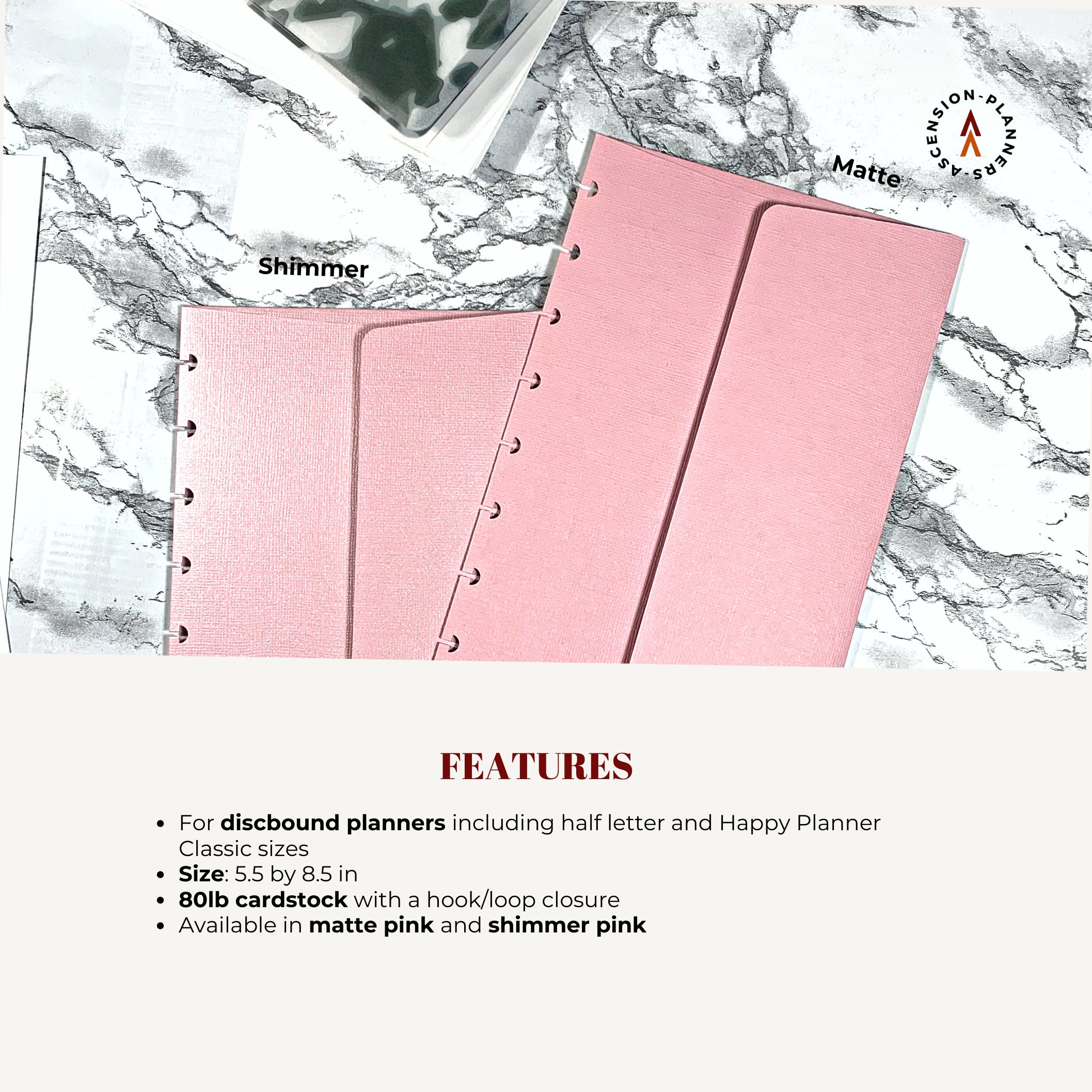 Discbound Planner Envelope in Matte & Shimmer Pink Half-letter Happy ...