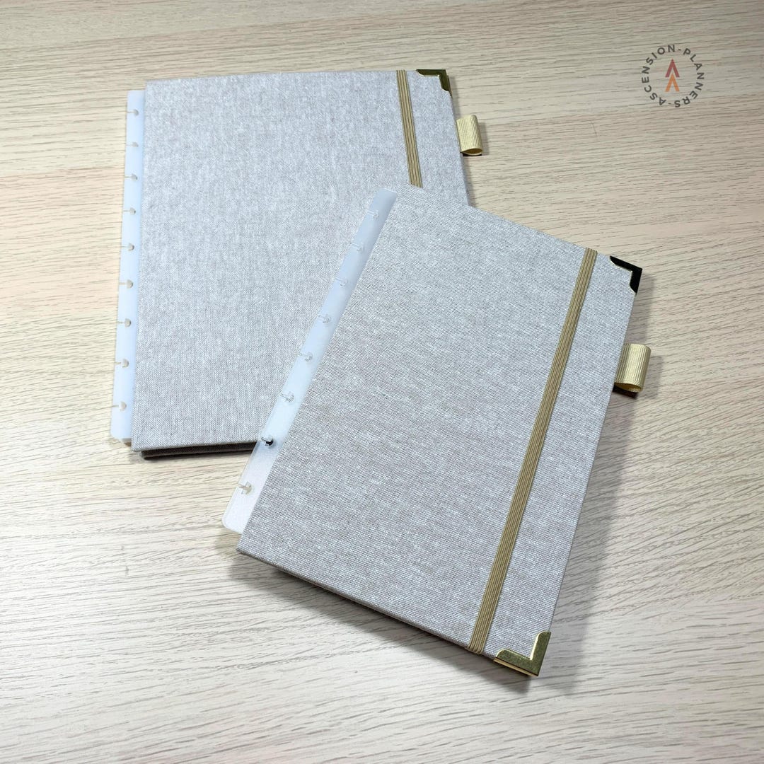 Oatmeal Linen Planner Cover for Discbound Planners in 3 Sizes Gold ...