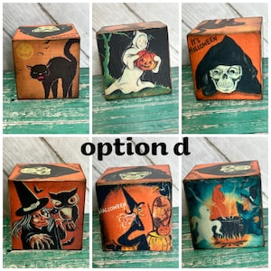 Vintage Look Halloween Block, Decoupage Retro Decor - Etsy