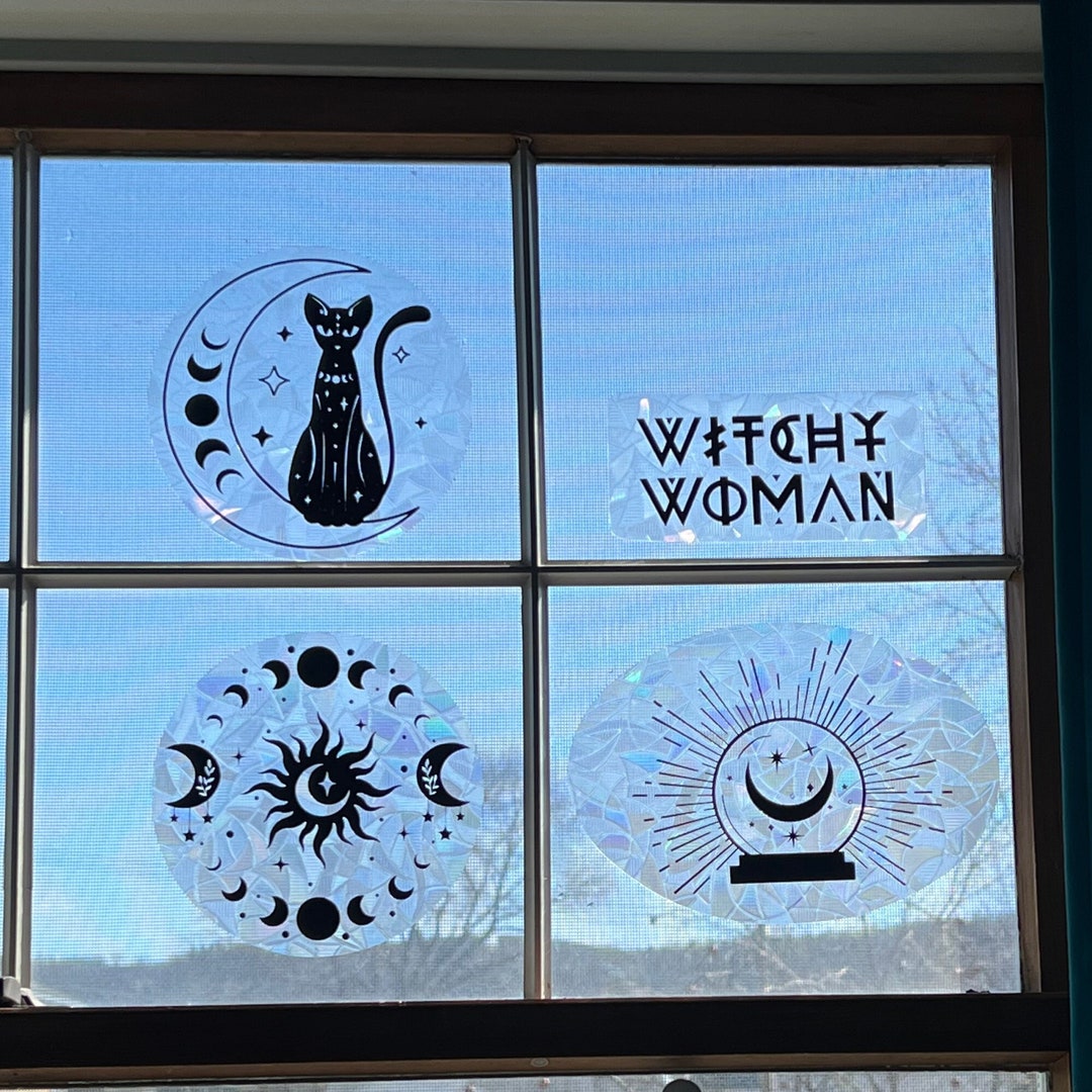 Witch Window Clings, Rainbow Window Clings, Prism Window Clings, Witchy ...