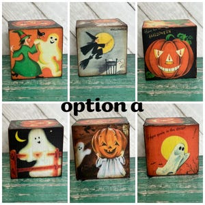 Vintage Look Halloween Block, Decoupage Retro Decor - Etsy