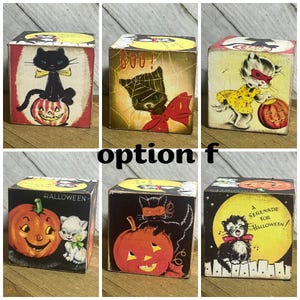 Vintage Look Halloween Block, Decoupage Retro Decor - Etsy