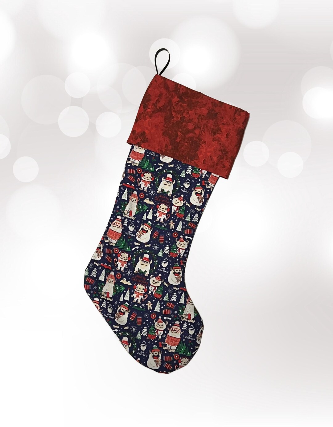 Yeti Christmas Stocking, Yeti Stocking ,cryptids Stocking, Dark ...