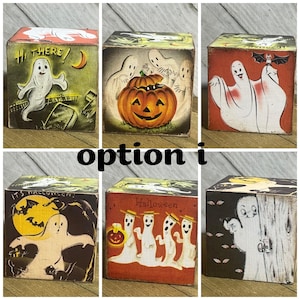 Vintage Look Halloween Block, Decoupage Retro Decor - Etsy