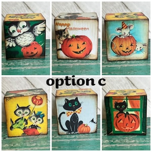Vintage Look Halloween Block, Decoupage Retro Decor - Etsy