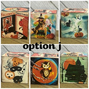 Vintage Look Halloween Block, Decoupage Retro Decor - Etsy