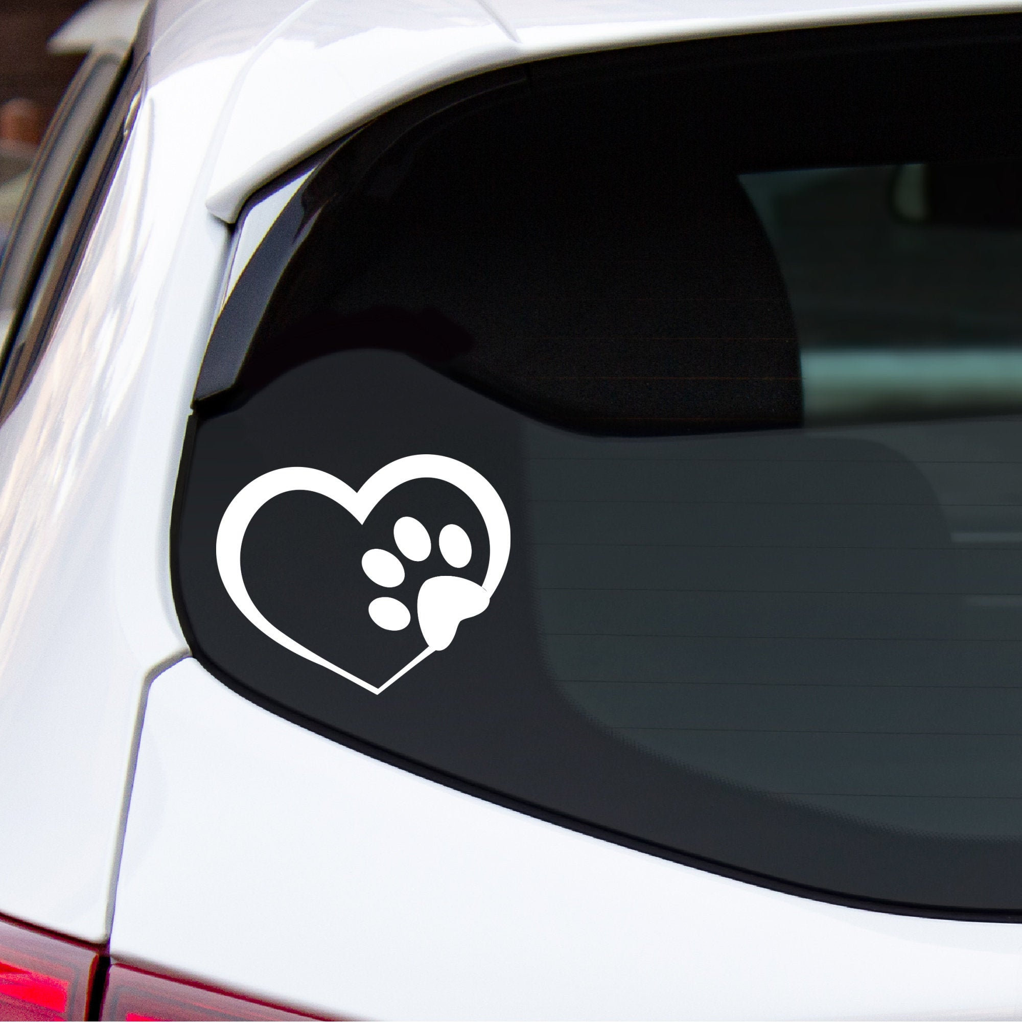 Heart Paw Print Car Decal Paw Print Love Decal Fur Baby | Etsy