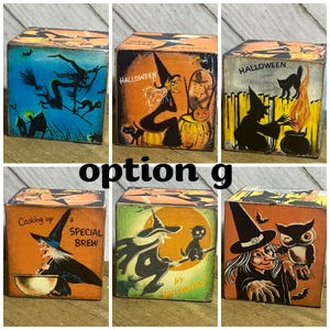 Vintage Look Halloween Block, Decoupage Retro Decor - Etsy