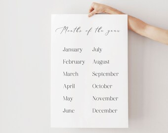 Months of the Year Printable Wall Art Digital Download - Etsy