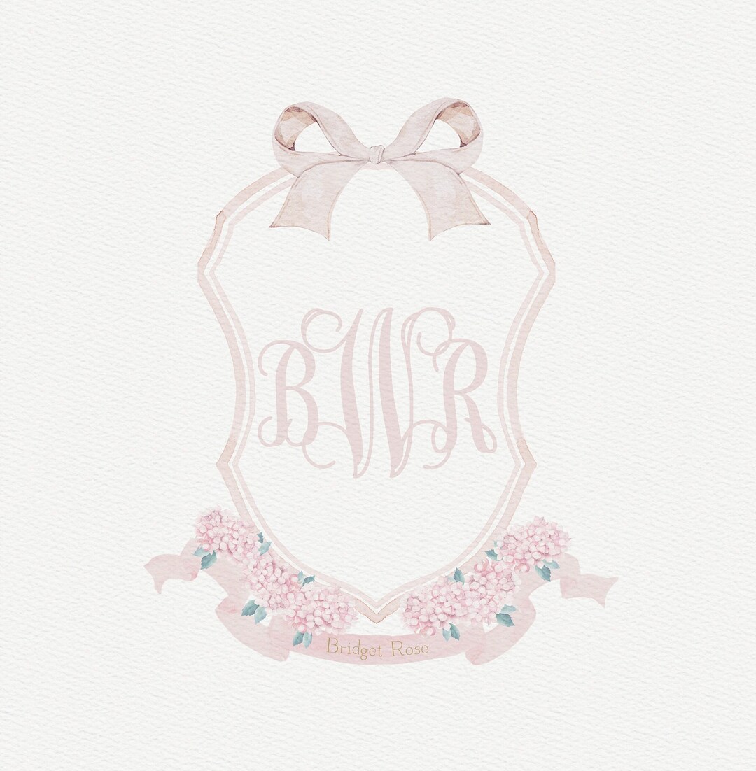 Girl Monogram Crest Pink Nursery Decor Prints Baby Girl Wall Art Pink ...