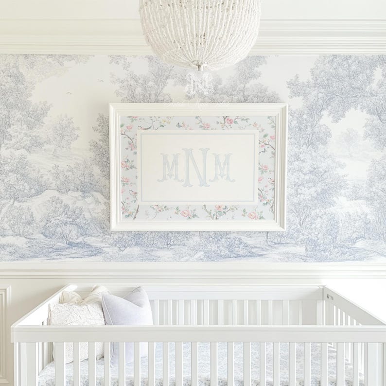 Chinoiserie Floral Monogram Girl Nursery Art (printable) - Etsy